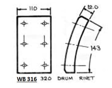 World Brake - Front Brake Lining Set - Suits Mitsubishi Fuso FH, FK ...